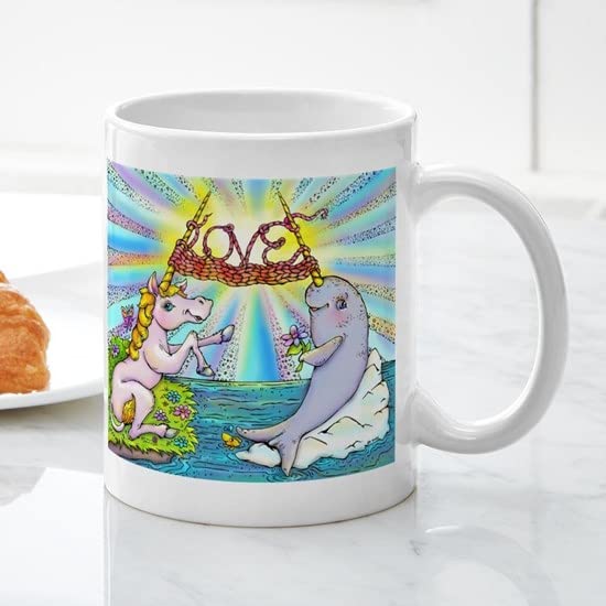 CafePress Narwhal And Unicorn Knitting Love Together Mugs Ceramic Coffee Mug, Tea Cup 11 oz