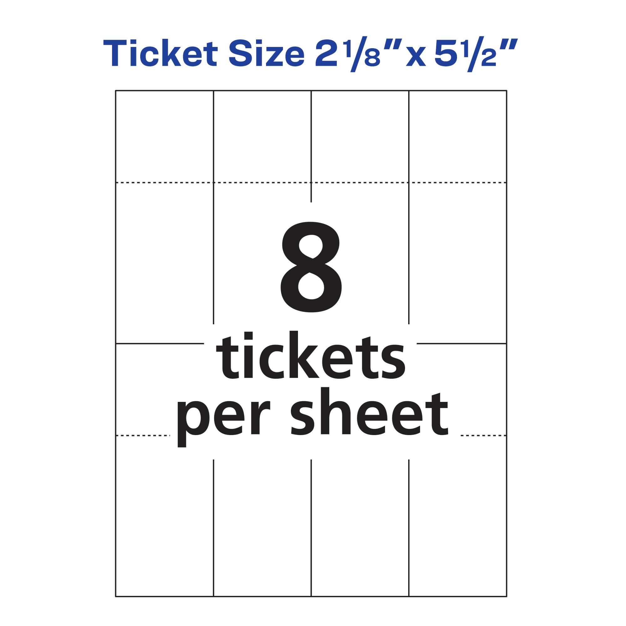 Avery Printable Tickets, 2-1/8" x 5-1/2", Laser/Inkjet, 200 Tickets, Great for Raffle Tickets (16431)
