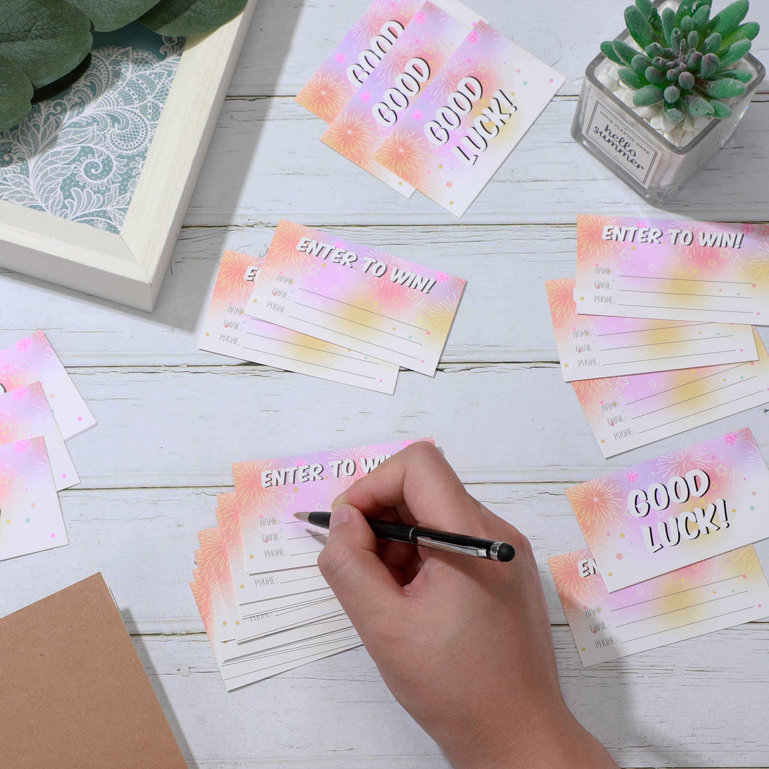 1200 Pcs Colorful Enter to Win Raffle Tickets Cards 3.5 x 2 Inch Entry Form Ticket Cards for Contest, Auction, Raffles, Ballot Box with Space for Name, Email Address Phone Number Fields (1200)