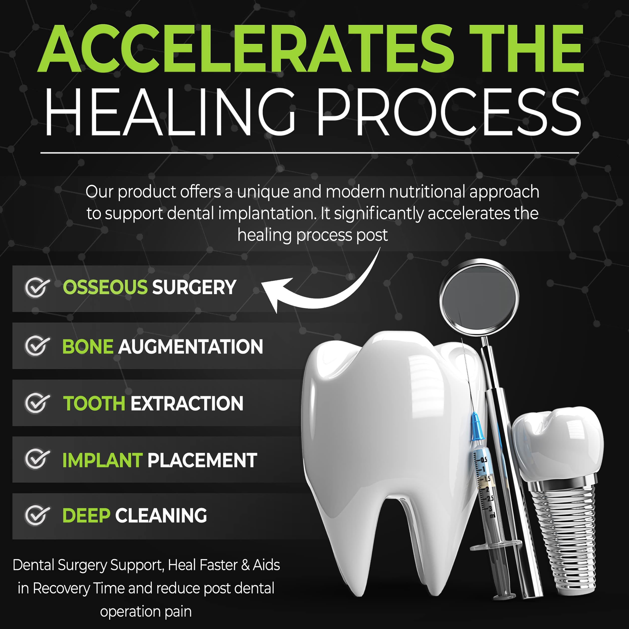 Augment Nutrition Dental Implant Support Supplement - Support Bone Formation & Osseointegration - All-Natural Formula with Vitamins & Micronutrients - Non-Synthetic & Non-GMO (90 Servings)