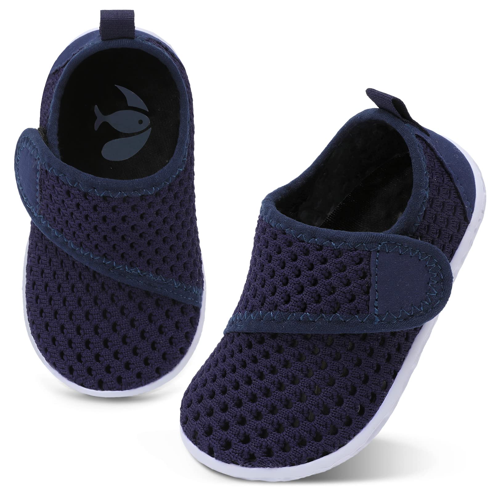 shopUAL Little Big Kid Swim Shoes Totally Drainage Beach Slippers Barefoot Slip-on Dark Blue Toddler 6