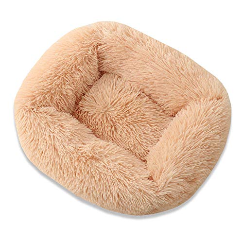 Bed Xs Size Plush Square Beds for Cats Dogs Super Soft Winter Warm Sleeping Mats for Dogs Cats 1Pcs Light Brown