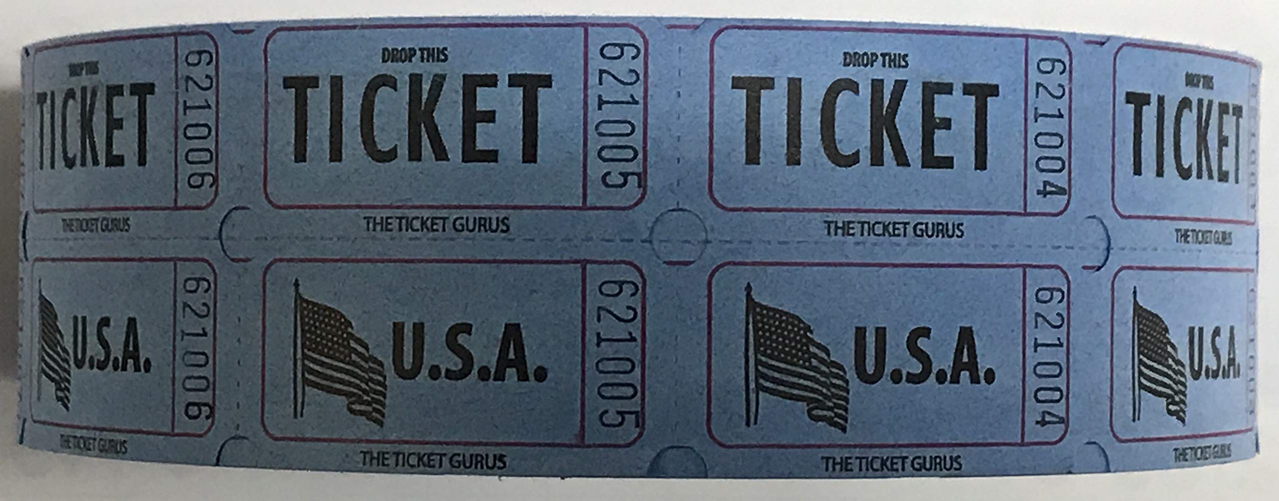 "USA Flag" Raffle Tickets 2000 per Roll 50/50 (Blue)