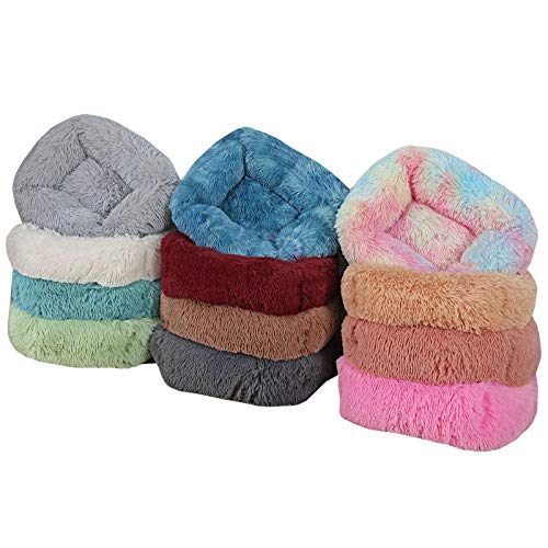 Bed Xs Size Plush Square Beds for Cats Dogs Super Soft Winter Warm Sleeping Mats for Dogs Cats 1Pcs Light Brown