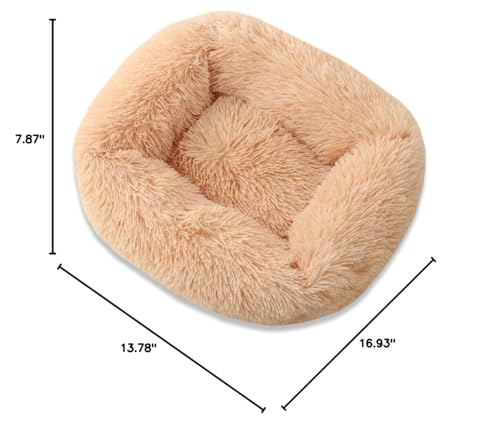 Bed Xs Size Plush Square Beds for Cats Dogs Super Soft Winter Warm Sleeping Mats for Dogs Cats 1Pcs Light Brown