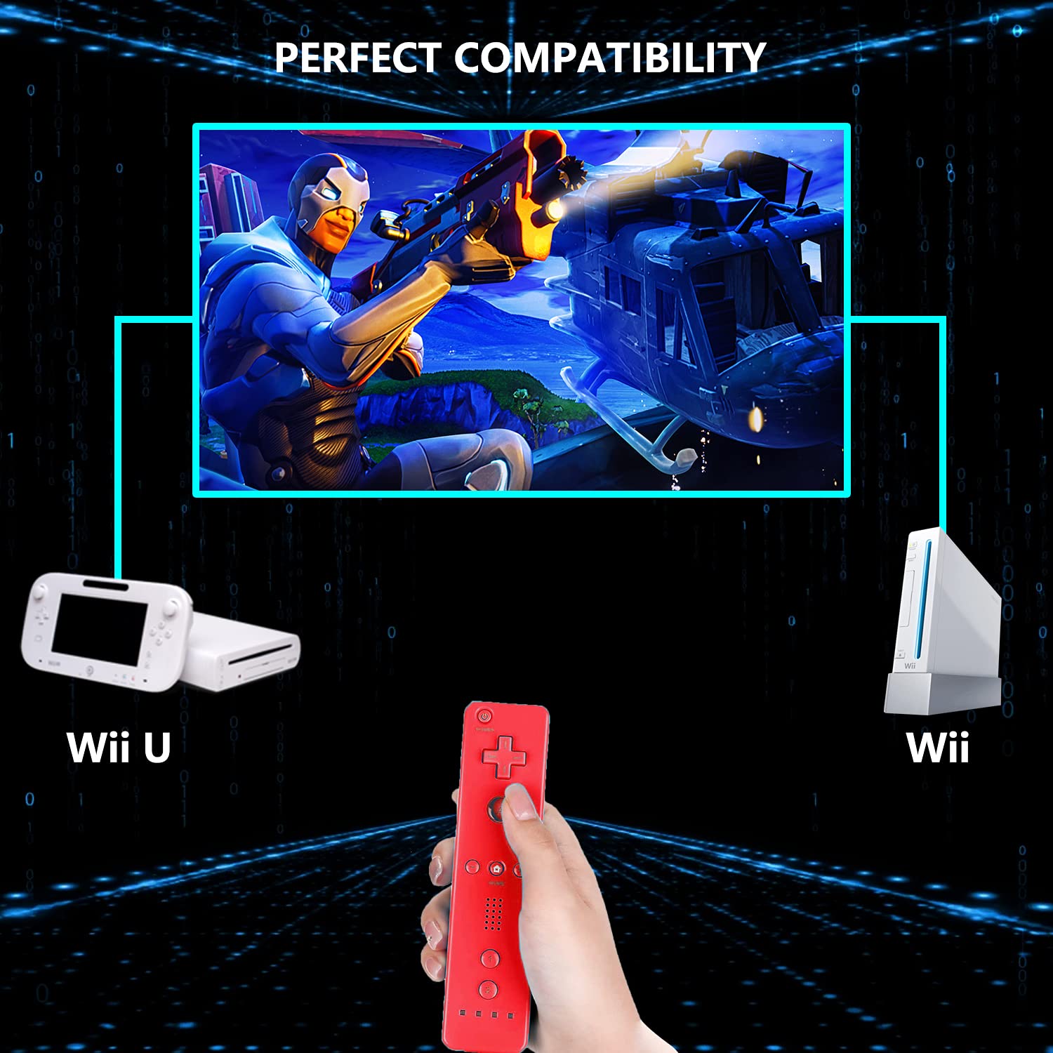 Yosikr Wii Controller 2 Pack, Wii Remote Controller with Silicone Case and Wrist Strap Compatible for Wii/Wii U (Red and DeepBlue)