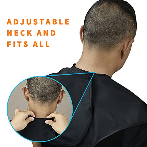 PUIKSXER Beard Apron Waterproof and Non-Stick Beard Shaving Catcher Apron With Adjustable Neck, The Great Gift for Father,Husband-Black