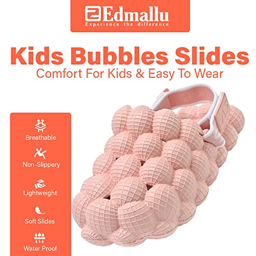 Edmallu Bubble Slides For Kids With Charms - Non-Slip Golfball Slides - Adjustable Bubble Slides With Strap - Soft Massage Bubble Slides - Thick Sole Little Kids Bubble Crocs