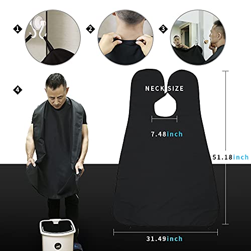PUIKSXER Beard Apron Waterproof and Non-Stick Beard Shaving Catcher Apron With Adjustable Neck, The Great Gift for Father,Husband-Black