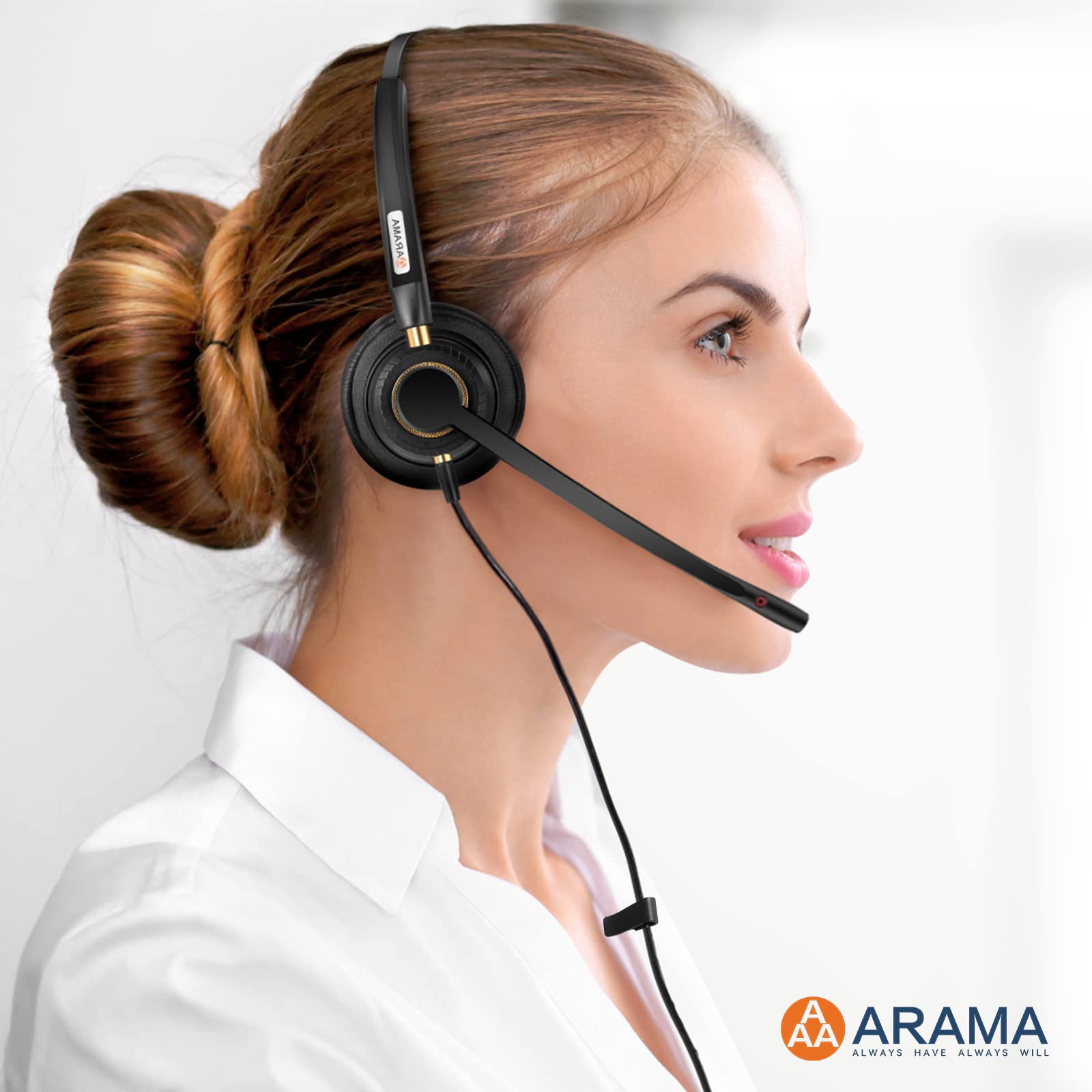 Arama Phone Headset with Noise Canceling Microphone Mute Switch RJ9 Telephone Headset Compatible with 6941 7841 7861 7941 7942 7945 7960 7961 7962 7965 8811 Office Landline Phones (A800C)