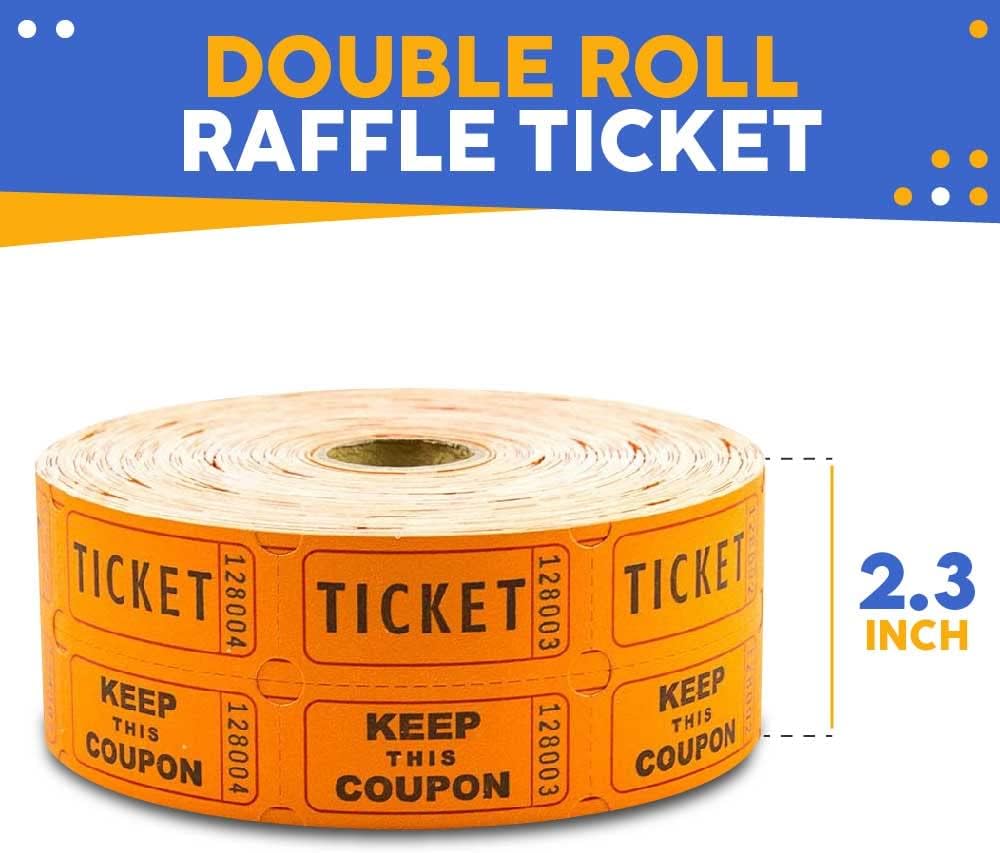 Toysery Multicolor Raffle Tickets - 6000 Tickets (3 Double Rolls of 2000 Tickets Roll), Consecutively Numbered Fundraiser 50/50 Raffle Tickets for Christmas Party, Concert, Carnivals & Other Event