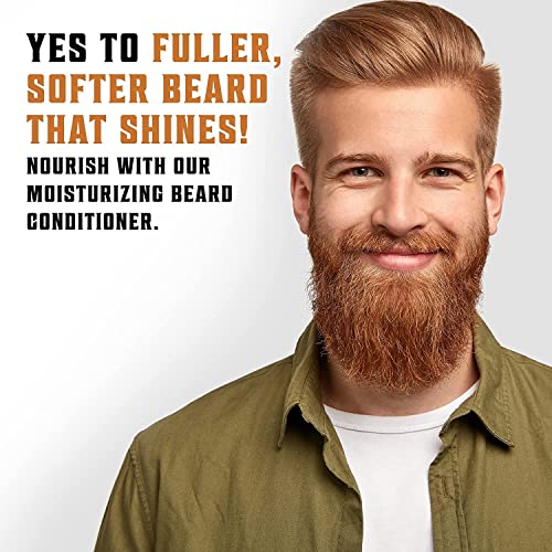 Beard Wash & Beard Conditioner Set w/Argan & Jojoba Oils - Softens & Strengthens - Natural Sandalwood Scent - Beard Shampoo w/Beard Oil (17 oz)