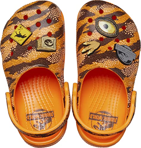 Crocs Jurassic World Classic Clogs, Dinosaur Kid and Toddler Slippers, Orange Zing, 5 US Unisex
