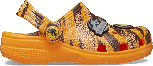 Crocs Jurassic World Classic Clogs, Dinosaur Kid and Toddler Slippers, Orange Zing, 5 US Unisex