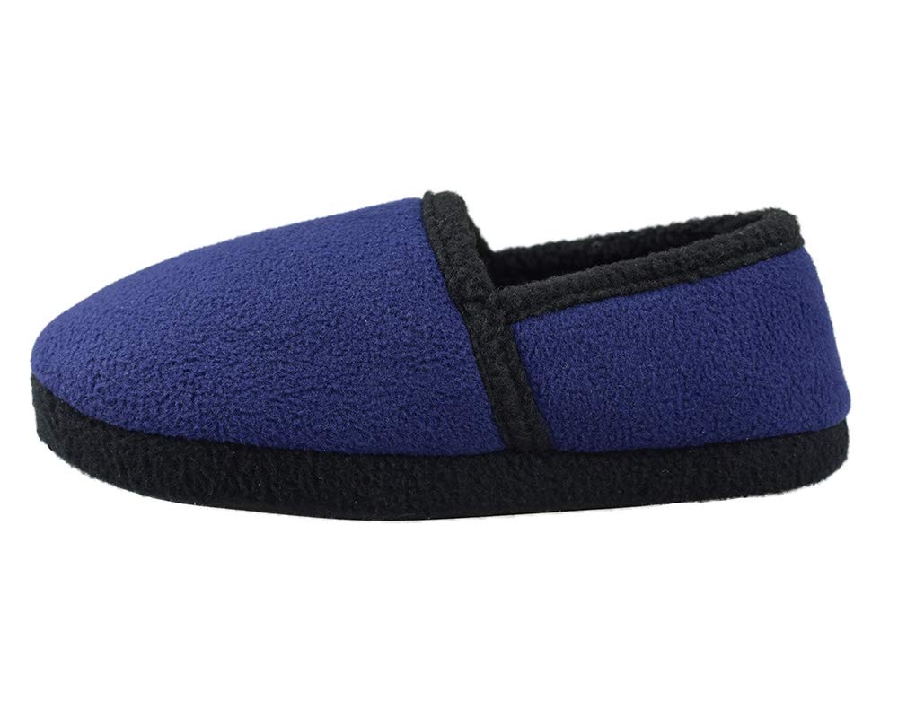 Tirzrro Big Boys' Winter Warm Slippers with Memory Foam Indoor Slip-on Shoes Size 6-7 US Dark Blue