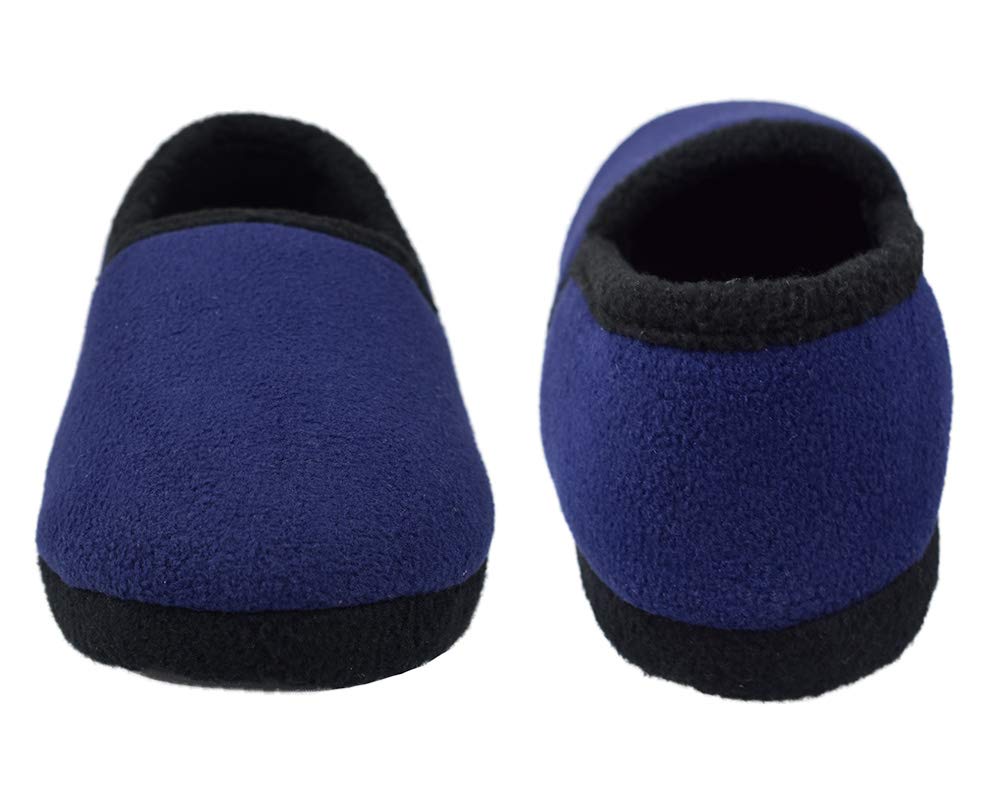 Tirzrro Big Boys' Winter Warm Slippers with Memory Foam Indoor Slip-on Shoes Size 6-7 US Dark Blue