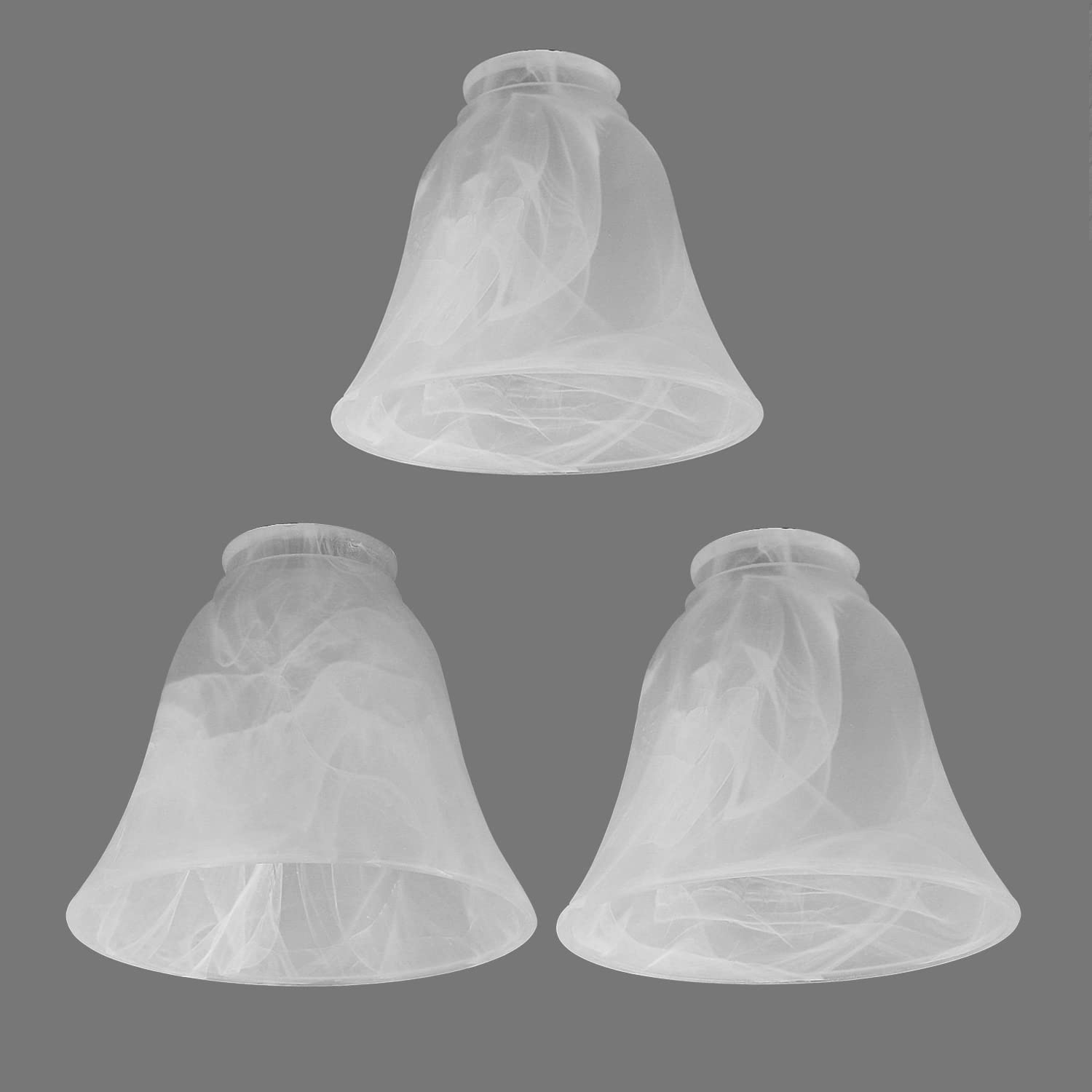 Anmire 3 Pack Alabaster Glass Shade, Bell Shaped Light Fixture Replacement Globe or Cover with 2-1/8-Inch Fitter for Ceiling Fan Light Chandelier Wall Sconce G0106-Bell Frosted Glass Shade 3 Pack