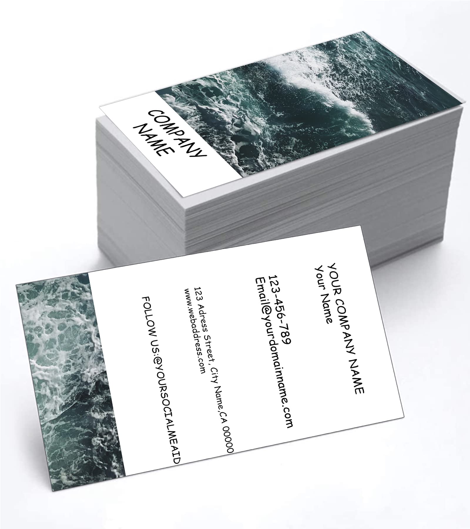 Advanced Business Card Customization 200 Pcs 3.5" x 2" Size Full Color Modern Flower Image Customizable Logo Photo Design Flower Template