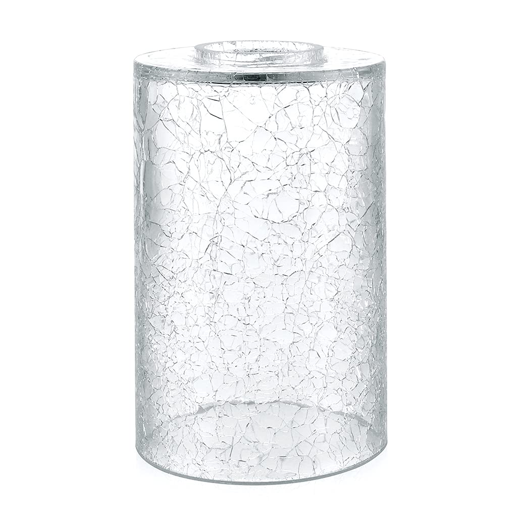 Skelang Clear Glass Shade, Light Shade with Crackle, Lampshade with 1-5/8" Fitter, Cylinder Replacement Shade for Pendant Light, Wall Sconce, Vanity Light, Table Lamp, Pack of 3