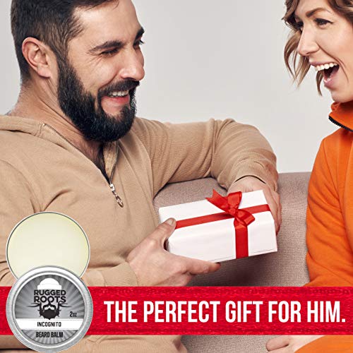 Beard Balm for Men by Rugged Roots - Hair Nourishing Beard Balm with Incognito(Unscented) for Healthy Beards - Encourage Strong Beard Growth and Strengthen Hair Unique Stocking Stuffer for Men