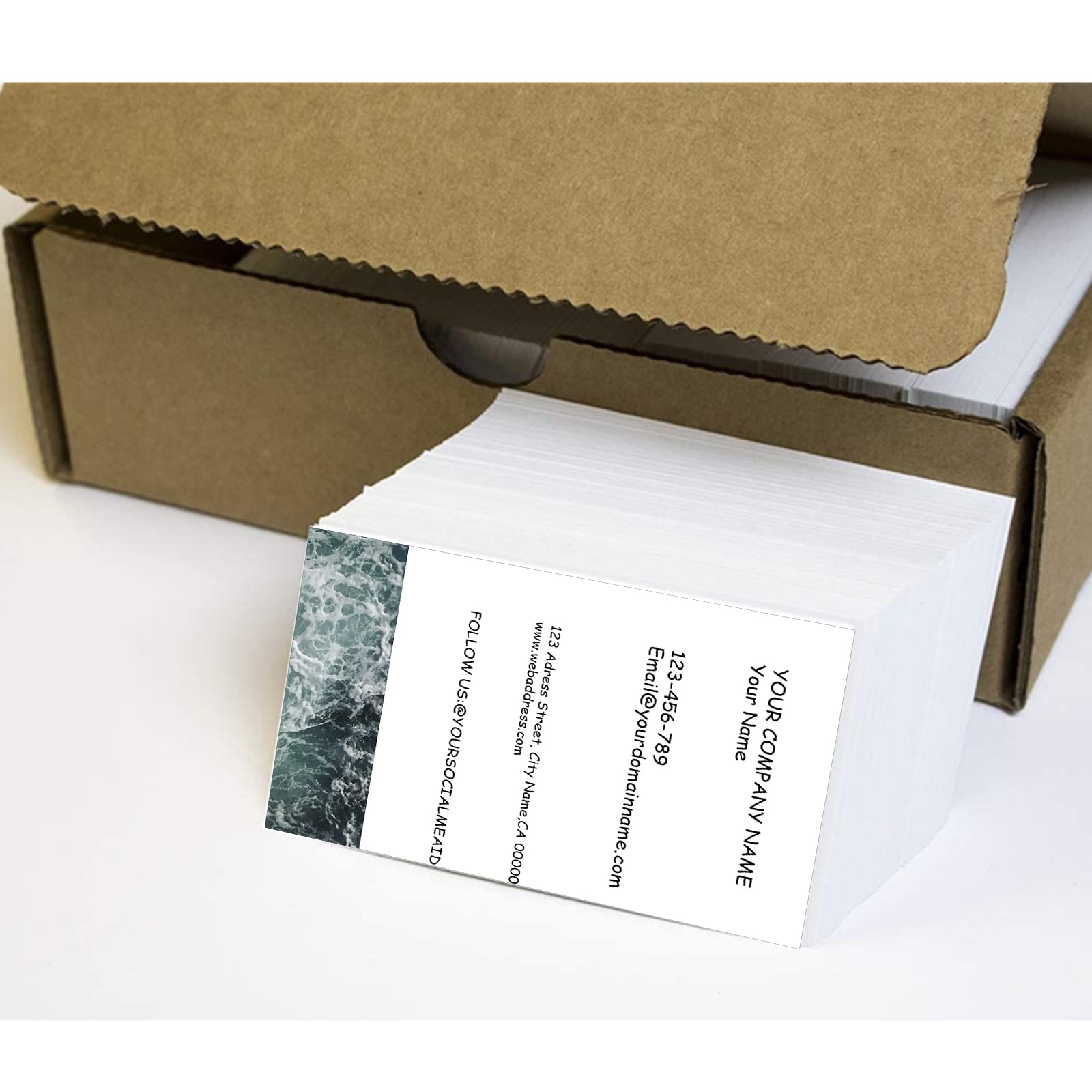 Advanced Business Card Customization 200 Pcs 3.5" x 2" Size Full Color Modern Flower Image Customizable Logo Photo Design Flower Template