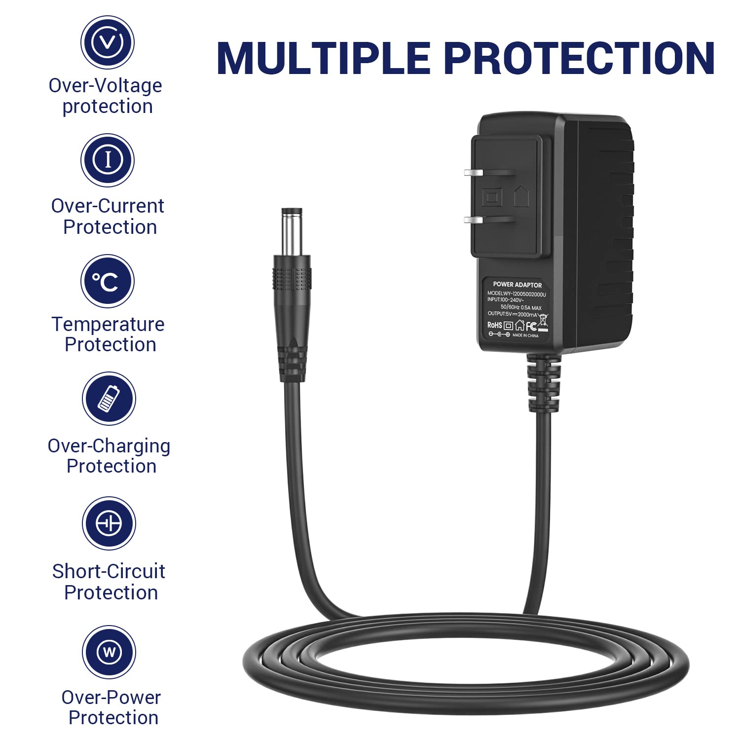 5V 2A Power Supply Adapter for Cisco IP Phones SPA508G, SPA504G, SPA525G2, SPA303, SPA942, SPA922 and SPA900, SPA300, SPA500, CP500, SPA962, Cisco SPA Series Phone Versatile Charger Power Adapter