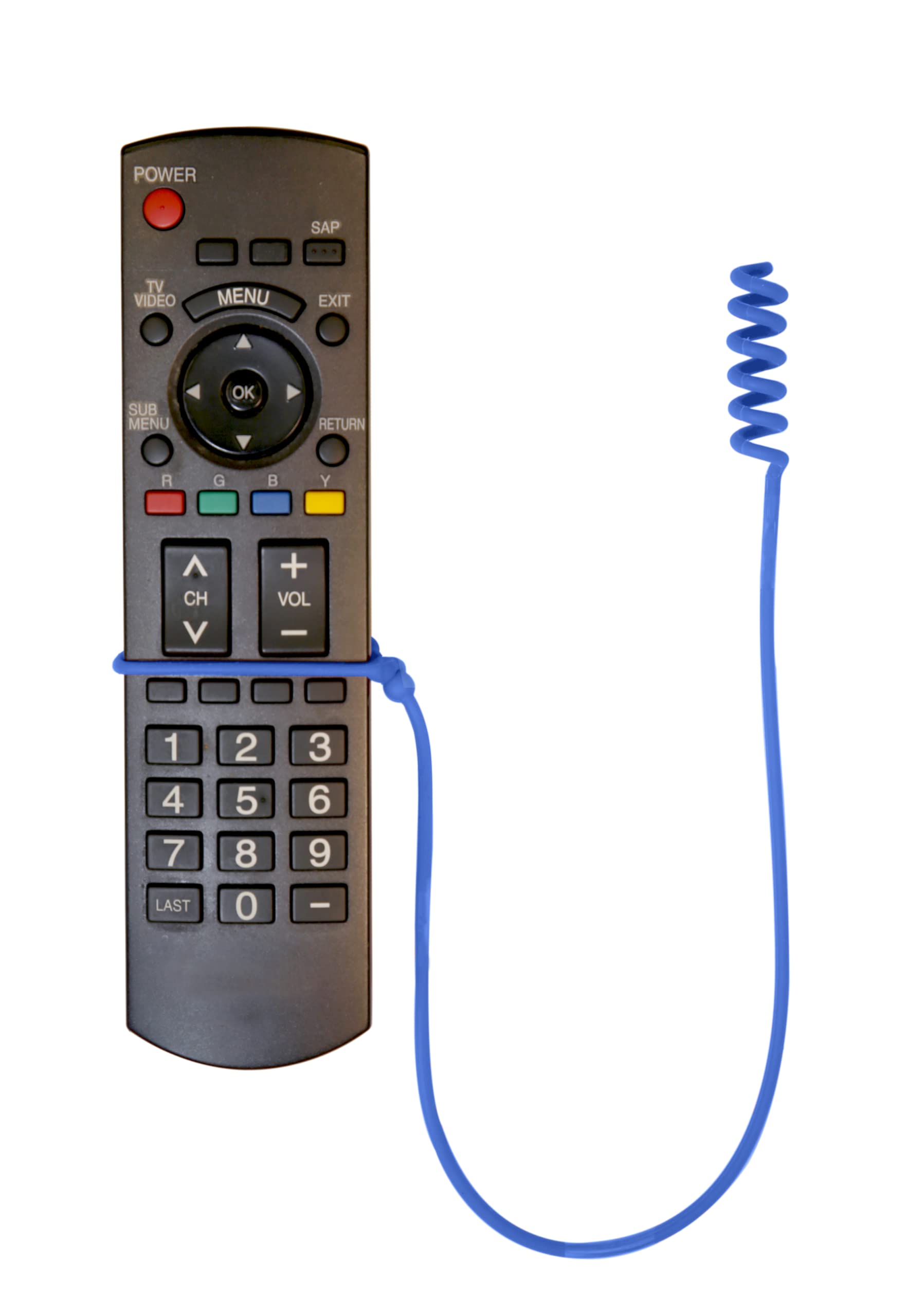 Silicone Remote Tether 4-Pack - Never Misplace Your Remote Again/Adjustable for Snug Fit/Fits Apple, Samsung, Sony, LG, Dyson & More β (2 Blue & 2 Red)