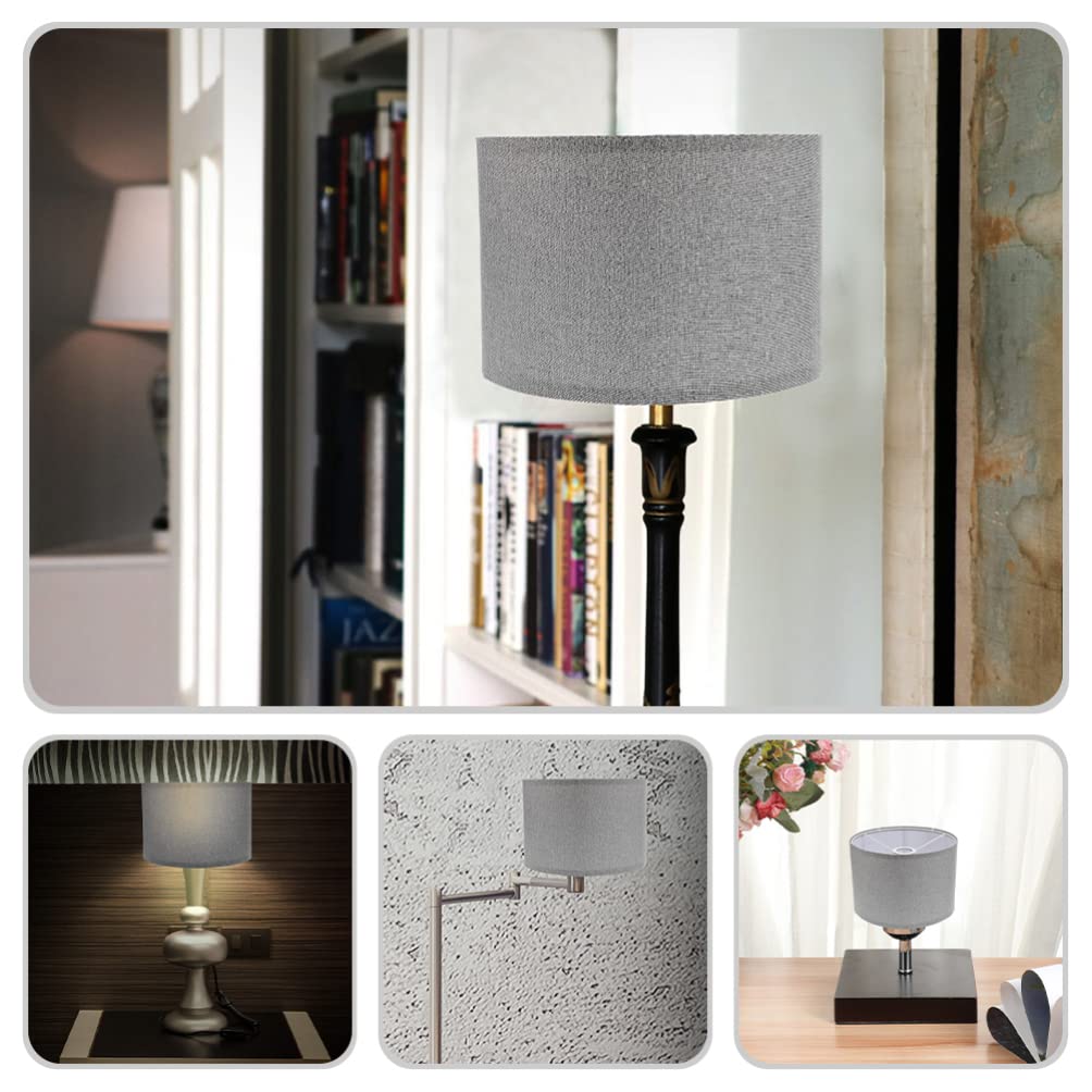BESPORTBLE Cloth Lamp Shades Drum Lampshades for Chandeliers Floor Light and Table Lamp, Replacement Shade Natural Linen Hand Crafted Desk Cover Light Grey 20x20x18cm