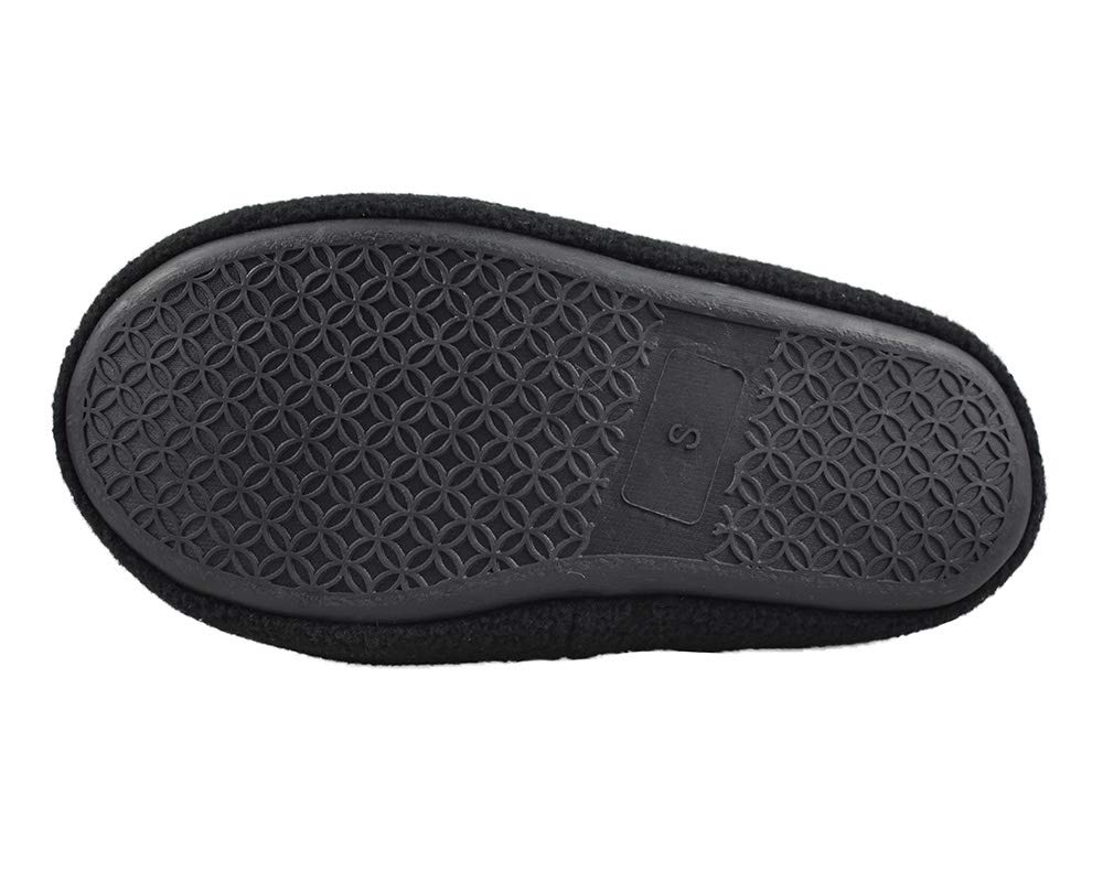 Big Kids Boy's Warm Plush Indoor Slippers with Soft Memory Foam Slip-on Slippers Size 1-2 US Black