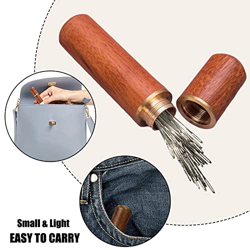 Sewing Needles Large Eye Hand Sewing - 25 Pieces Embroidery Needles for Hand Sewing,Hand Sewing Needles,Large Eye Sewing Needles with Wooden Needle Case Carving Pattern - YAWALL