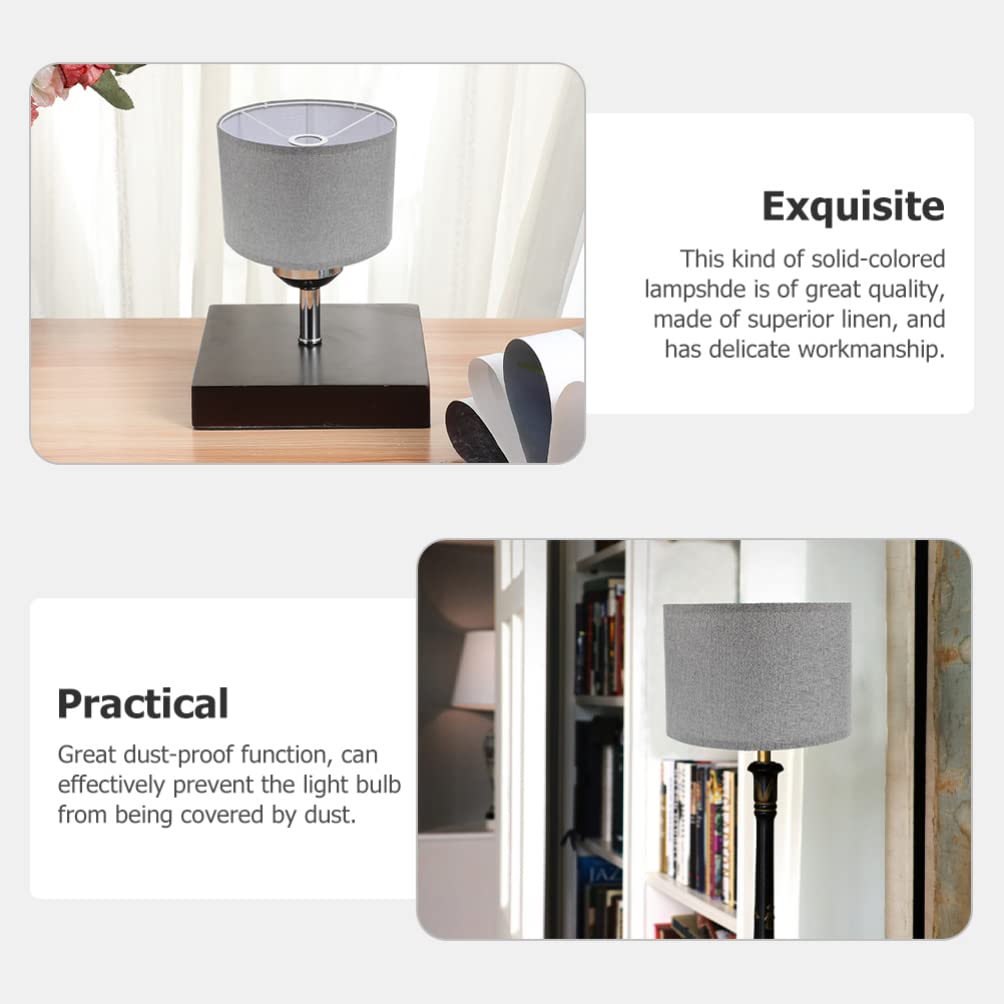 BESPORTBLE Cloth Lamp Shades Drum Lampshades for Chandeliers Floor Light and Table Lamp, Replacement Shade Natural Linen Hand Crafted Desk Cover Light Grey 20x20x18cm