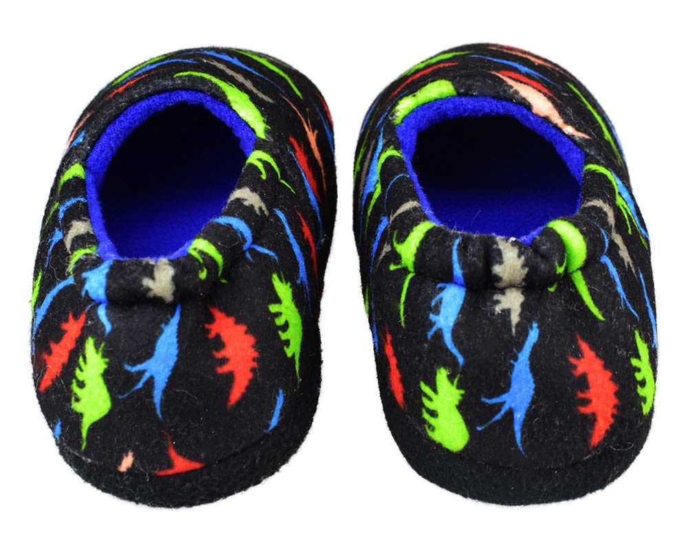 Big Kids Boy's Warm Plush Indoor Slippers with Soft Memory Foam Slip-on Slippers Size 1-2 US Black