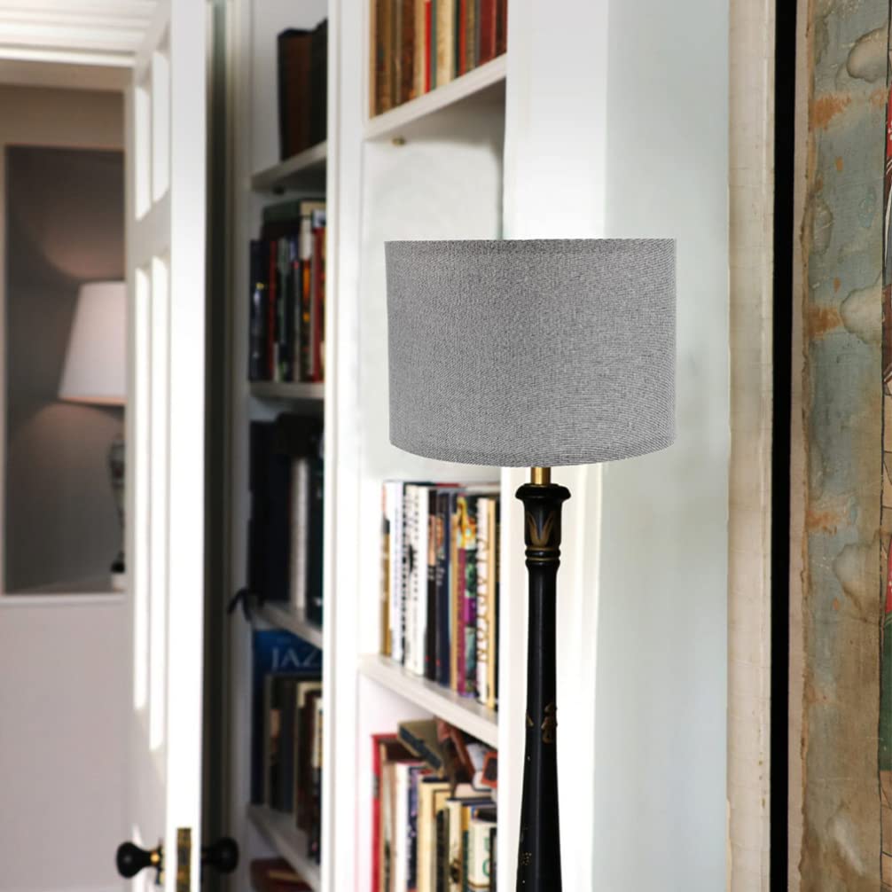 BESPORTBLE Cloth Lamp Shades Drum Lampshades for Chandeliers Floor Light and Table Lamp, Replacement Shade Natural Linen Hand Crafted Desk Cover Light Grey 20x20x18cm