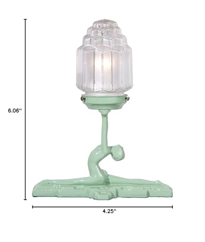 B&P Lamp® 3 1/4 Inch Fitter Art Deco Style Glass Lamp Shade with Skyscraper Frosted Design for Table Lamps