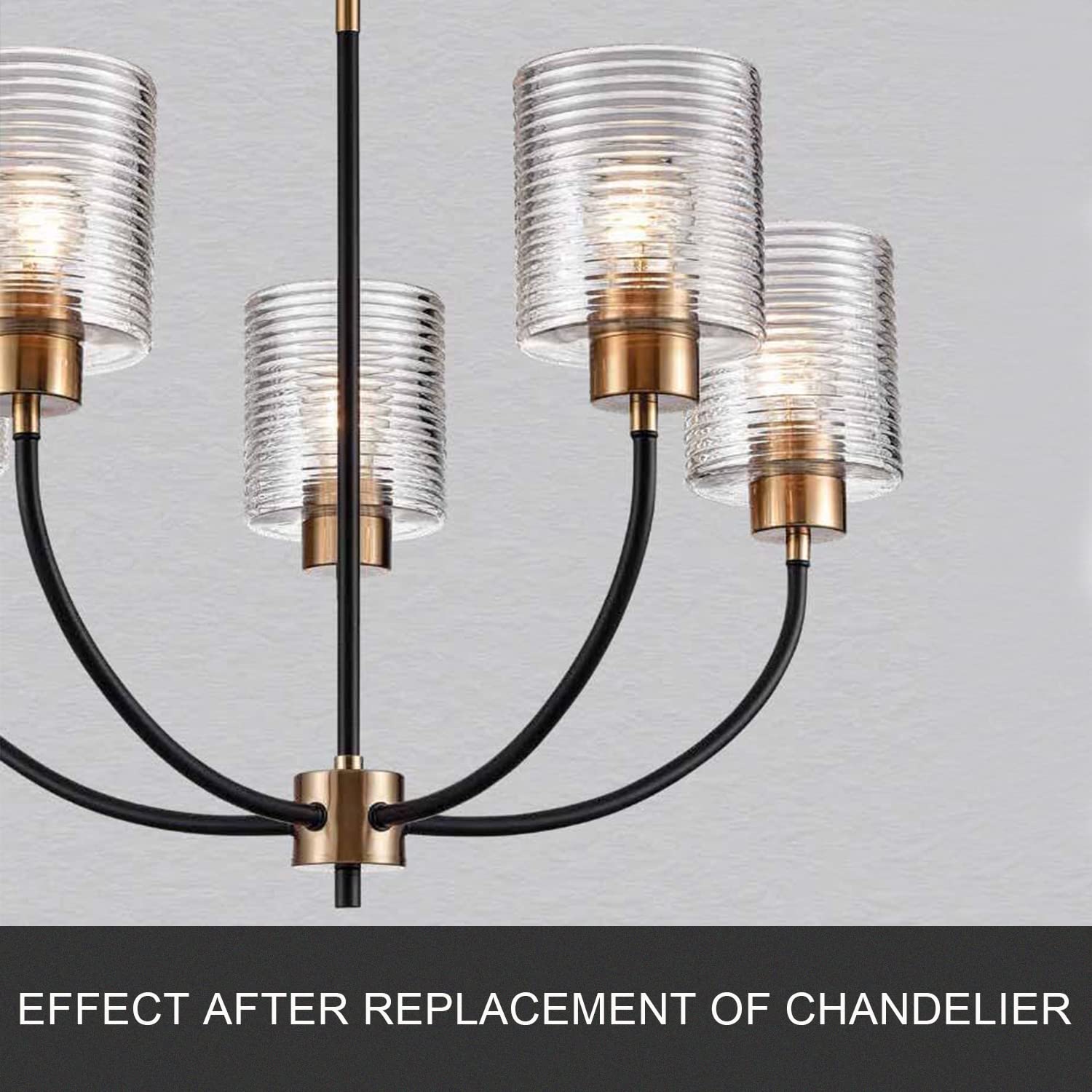 LHLYCLX 4 Pack Cylinder Glass Lamp Shade,Striped Clear Glass Cover Replacements for Lighting Fixtures (Striped glass)