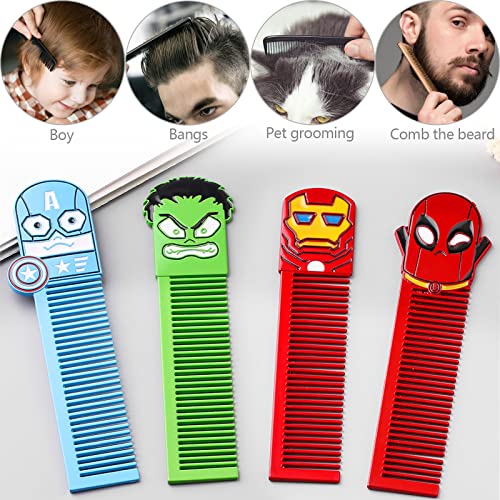 2Pcs Hulk & Iron Man Comb Stainless Steel Metal Comb Dense Tooth Comb Compact Size Comb