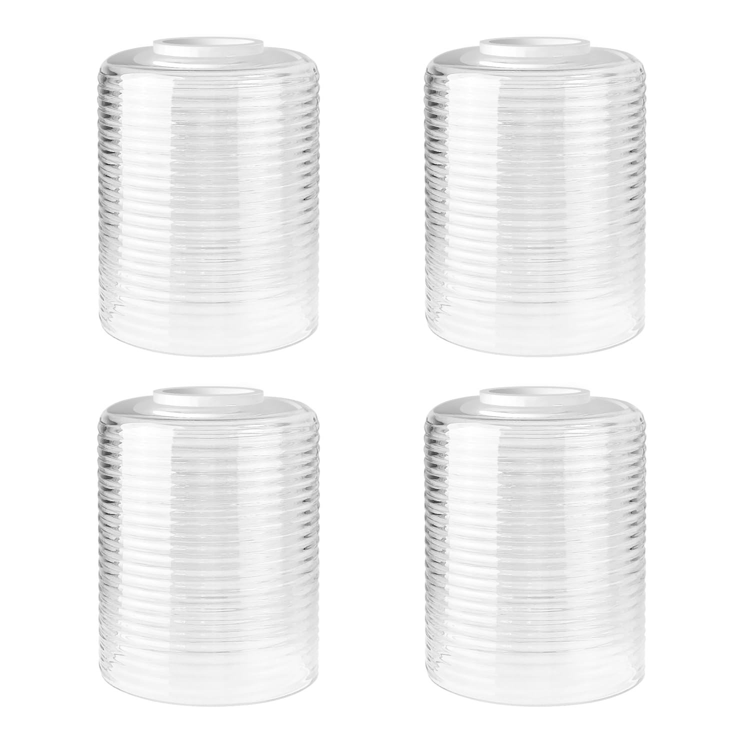 LHLYCLX 4 Pack Cylinder Glass Lamp Shade,Striped Clear Glass Cover Replacements for Lighting Fixtures (Striped glass)