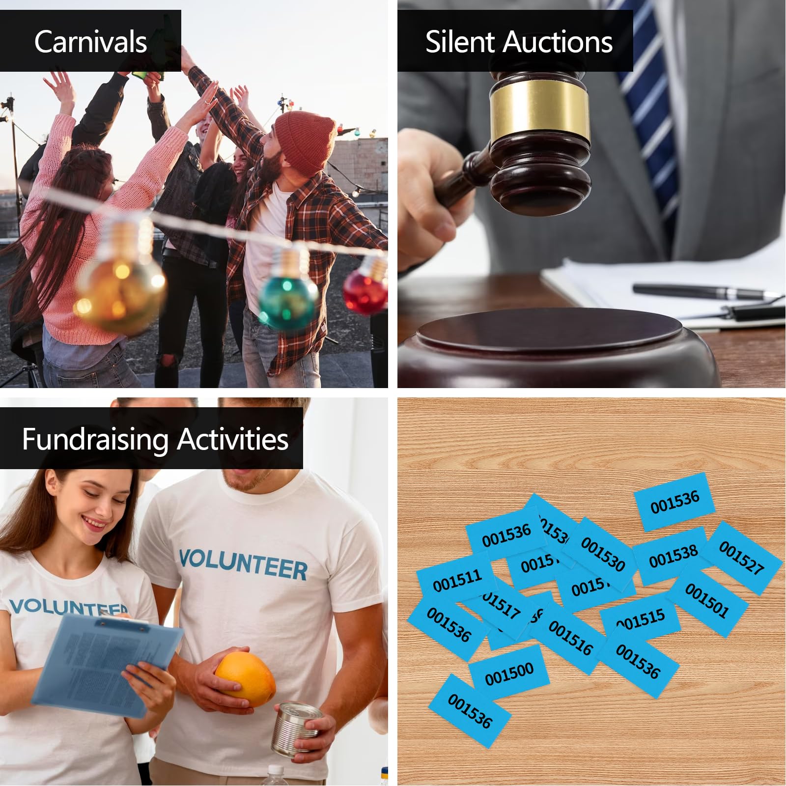 500 Pieces Basket Tickets Auction Chinese Ticket Raffle Fundraiser Tickets Sheets Blue 3.5"×4.5" for Events Silent Carnival Drink Door Prize Penny Auction-500 Numbers