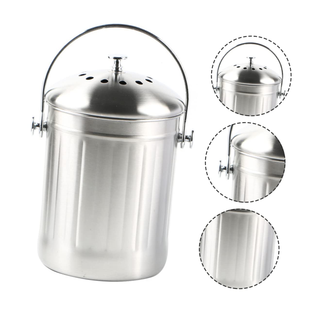 GATHINESS Stainless Steel Compost Bucket Indoor Compost bin Kitchen composter Metal Planter Waste Paper Basket Stylish Rubbish containers Counter Compost bin Compost Pail Rubbish Truck Food