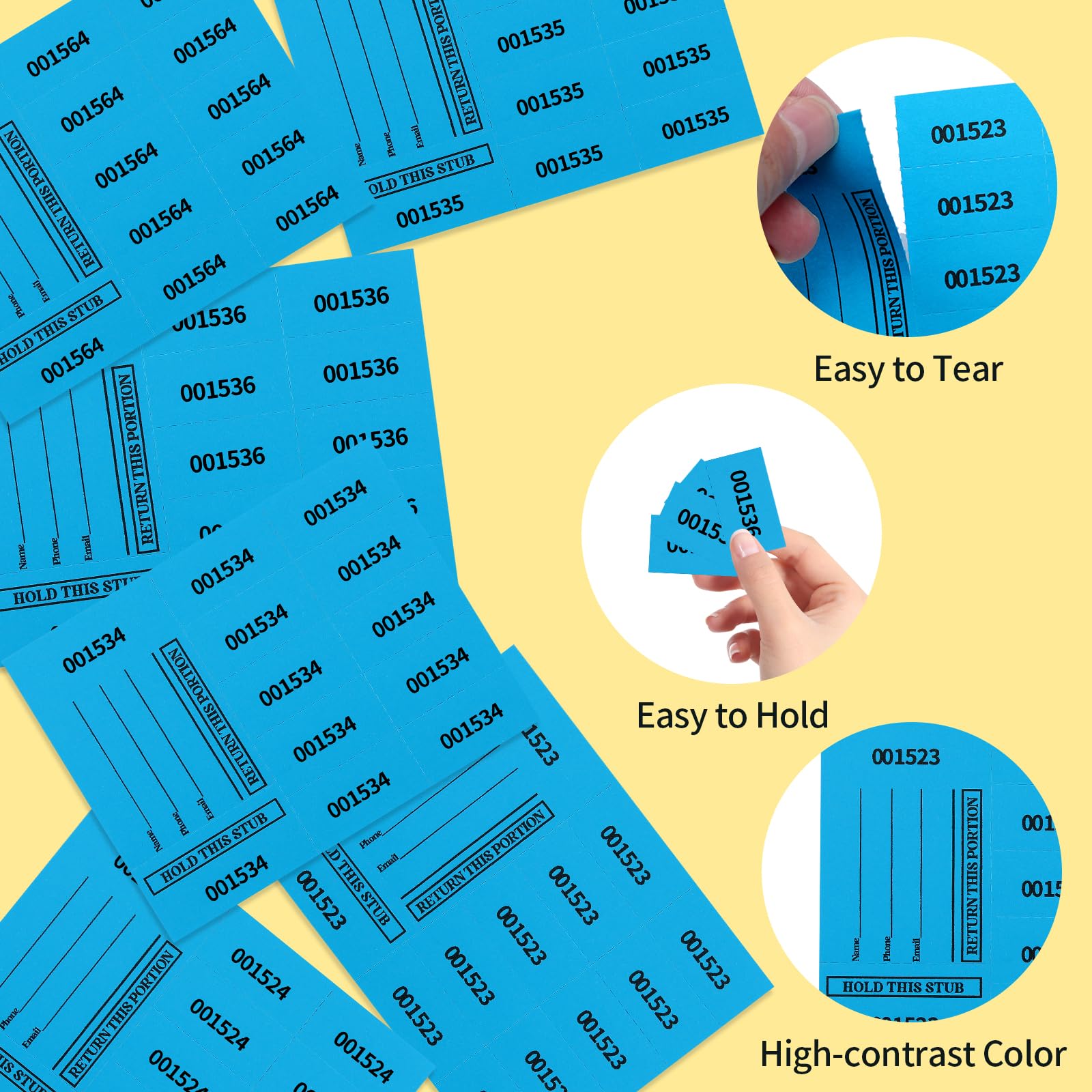 500 Pieces Basket Tickets Auction Chinese Ticket Raffle Fundraiser Tickets Sheets Blue 3.5"×4.5" for Events Silent Carnival Drink Door Prize Penny Auction-500 Numbers