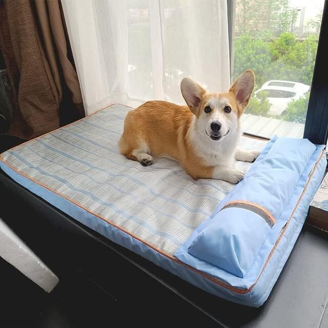 Dog Bed,Cool mat,Dog mat, Summer Dog Bed Thick Mat for Dogs Pet Sofa with Pillow for Small Medium Large Dogs Cats Cooling Dog Pad Pet Supplies (Color : Thick Bed(h4.5cm), Size : XL)