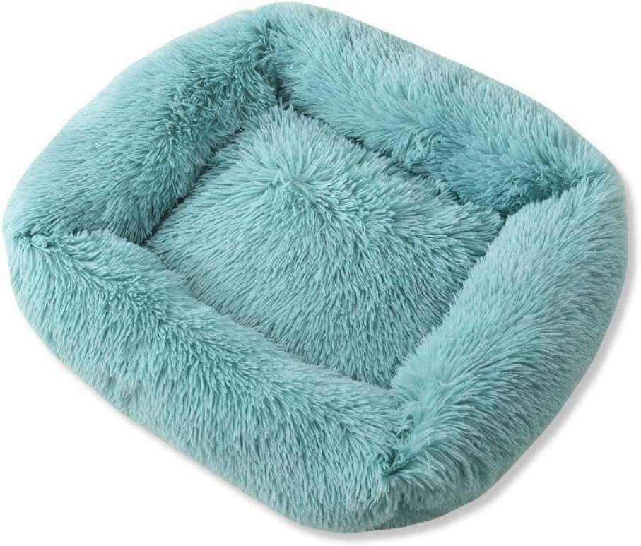 Bed Morandi Blue Plush Square Beds for Small Medium Large Dogs Super Soft Winter Warm Sleeping Mats for Cats 1Pcs Xs