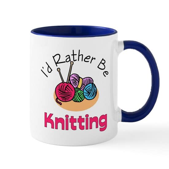 CafePress I'd Rather Be Knitting Mug Ceramic Coffee Mug, Tea Cup 11 oz