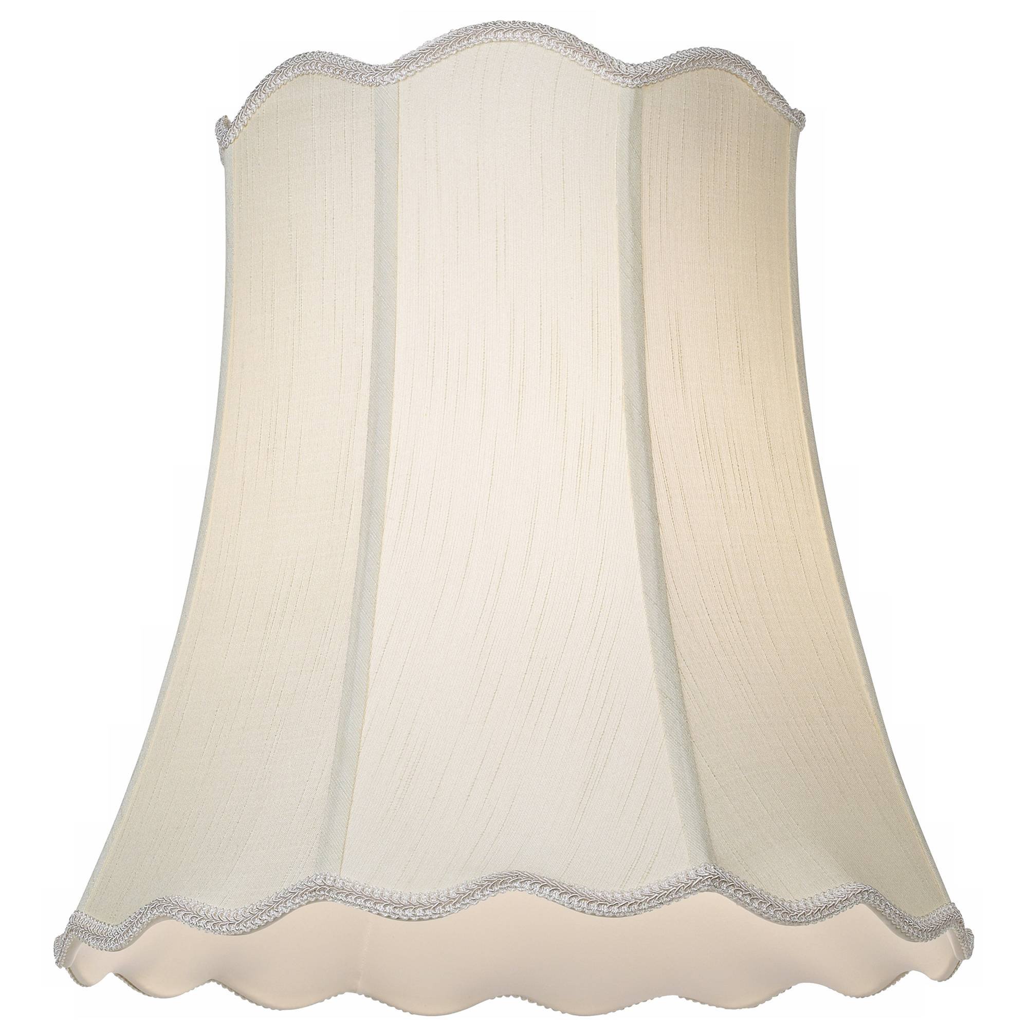 Creme Large Scallop Bell Lamp Shade 12" Top x 18" Bottom x 18" Slant x 17.5 High (Spider) Replacement with Harp and Finial - Springcrest