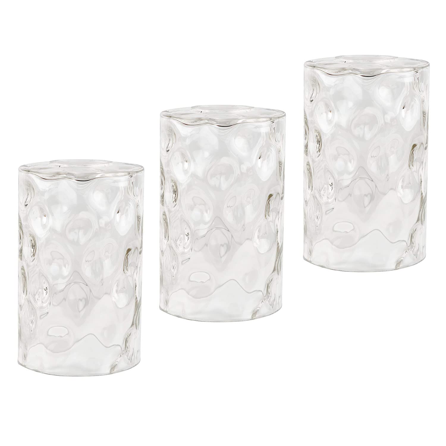 Eumyviv Clear Hammered Glass Lamp Shade Replacement with 1-5/8-Inch Fitter Opening, Water Ripple Glass Lampshade Accessory for Lighting Fixture(3 Packs) A00067