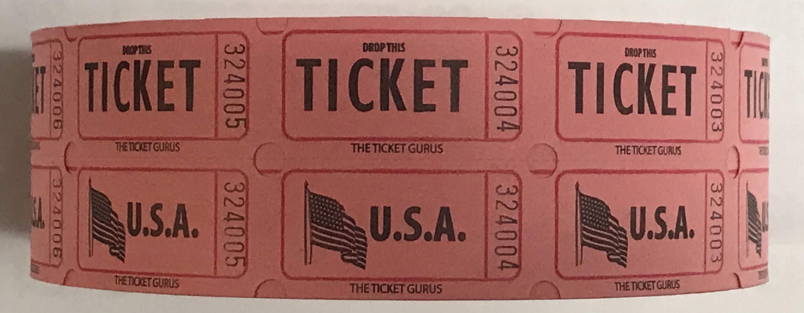 "USA Flag" Raffle Tickets 2000 per Roll 50/50 (Pink)