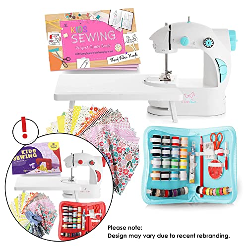 Mini Sewing Machine for Beginners, 122 Piece Kids Sewing Machine Ages 8-12 with Sewing Kit for Kids Ages 8-12, Portable Sewing Machines for Kids, Beginner Sewing Machine Kit, DIY Sewing Book & More