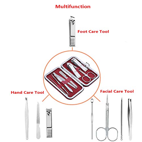 Uouteo Nail Clippers Kits 8 PCS Pink Manicure Pedicure Kit with Travel Case