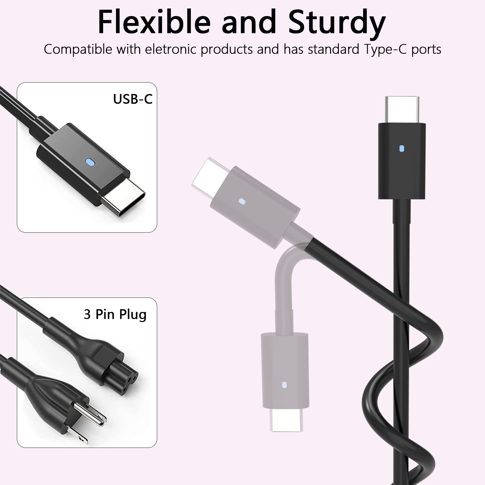 for Dell 130W Laptop Charger USB C Replacement for Dell Inspiron 16 Plus 7630 7610 7620 7620 2 in 1 Business Laptop,14 Plus 7420,Latitude 5511 5520 USB Type C Laptop Charger Power Adapter