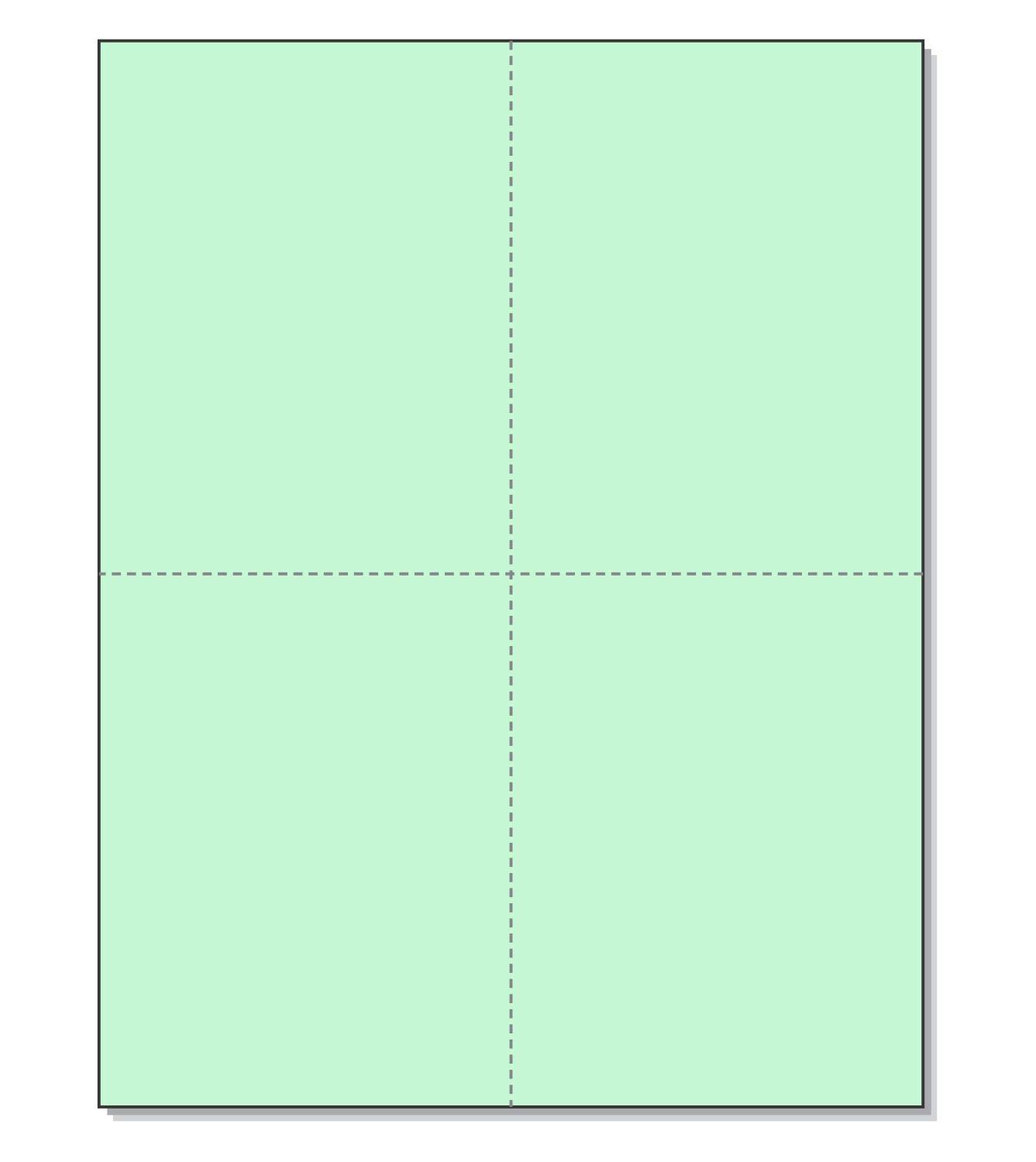 8-1/2" x 11" Laser/Inkjet Postcards 4 Per Page, (4-1/4" x 5-1/2" Each Card | Green, 1000 Cards)